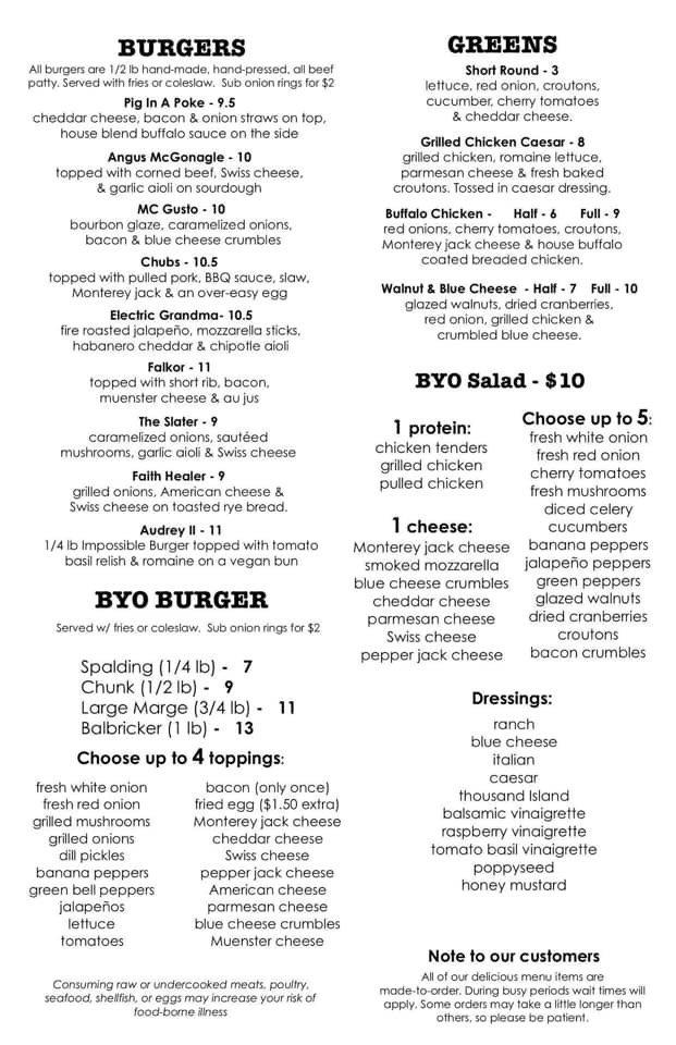 Menu at Pounders Bar & Grill, Cleveland