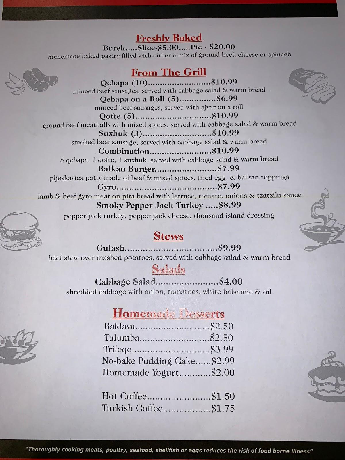 Menu at Balkana European Market & Eatery restaurant, Shelton