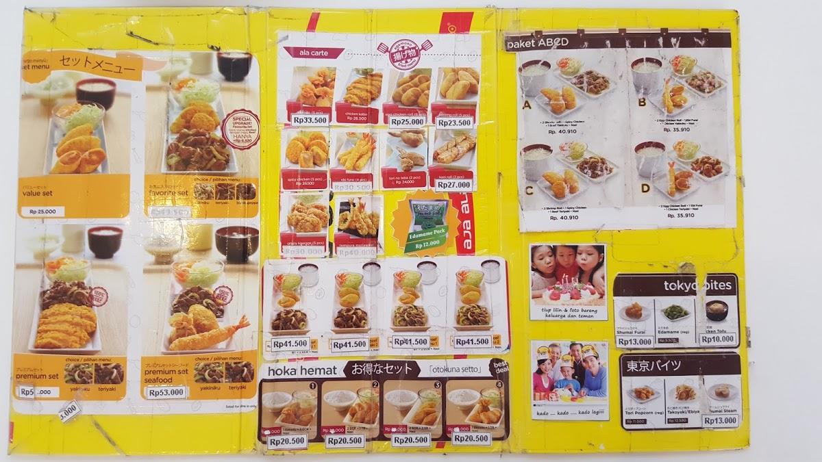 Menu at Hokben Sunset Star restaurant, Kuta