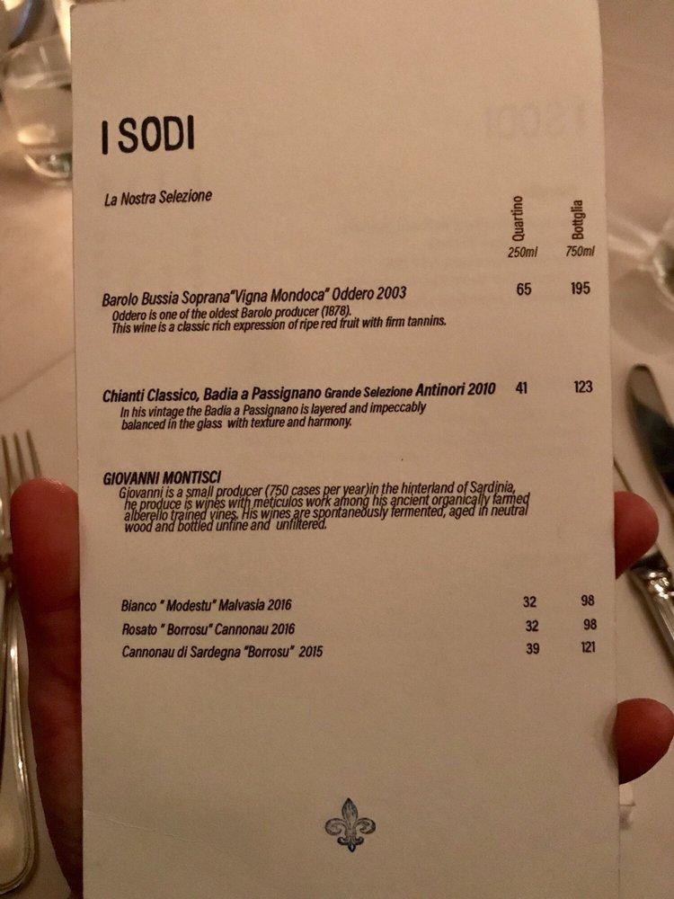 Menu at I Sodi restaurant, New York City, 314 Bleecker St