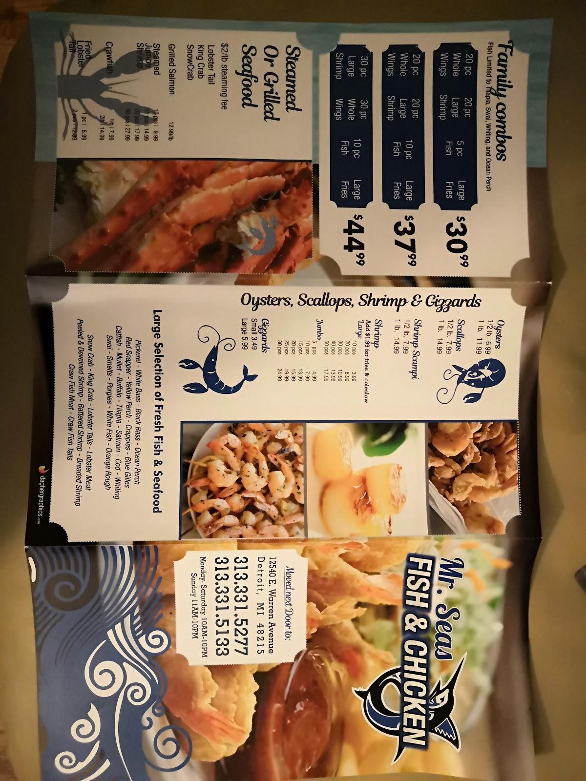 Menu at Mr Sea's Fresh Fish & Seafood restaurant, Detroit