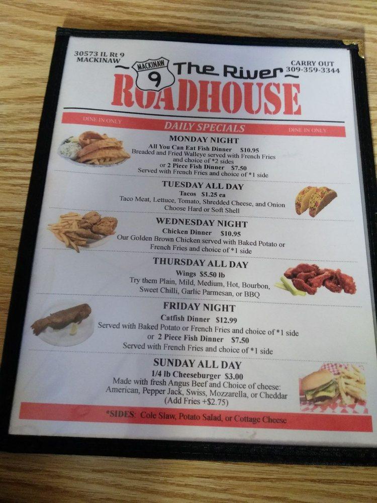 Menu at River Roadhouse pub & bar, Mackinaw