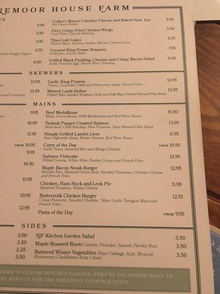 Menu at Shiremoor House Farm pub & bar, North Shields, Middle Engine Ln