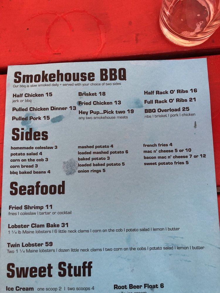 Menu at Tail O' the Pup - Open May til October BBQ, USA