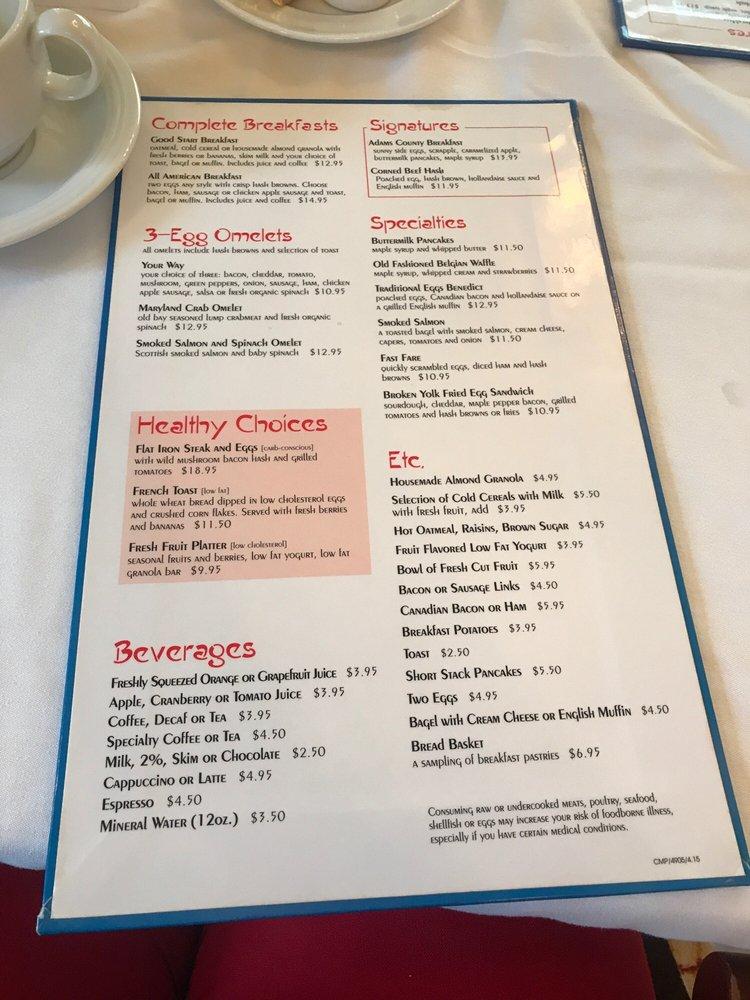 Menu at 1863 Restaurant, Gettysburg
