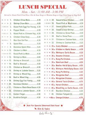 Menu at Bamboo Court restaurant, Vero Beach