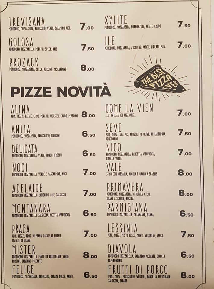Menu at Da Martino pizzeria, Ca' degli Oppi