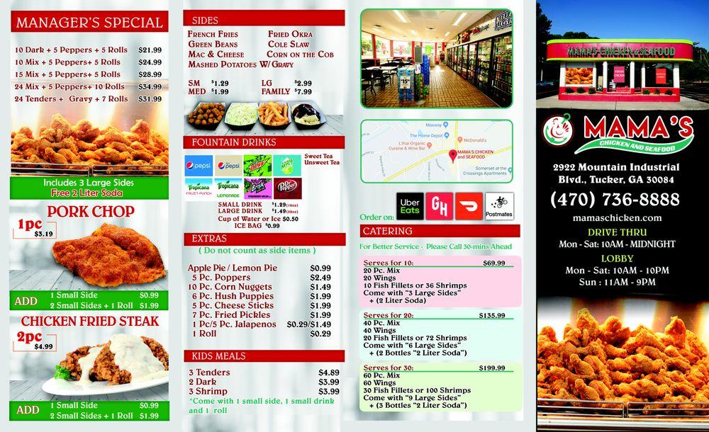 Menu at Mama's Chicken And Seafood fast food, Tucker