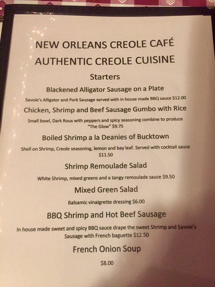 Menu at New Orleans Creole Cafe, San Diego