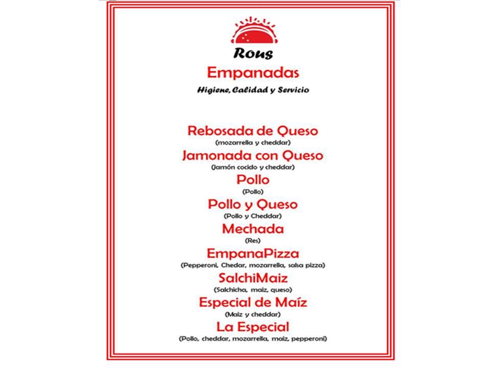 Menu at Rous Empanadas restaurant, Villa Altagracia