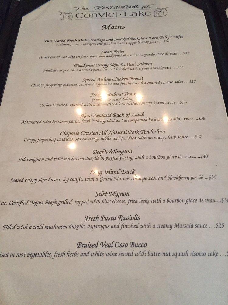 Menu at Convict Lake Resort pizzeria, Mammoth Lakes, Convict Lake Rd