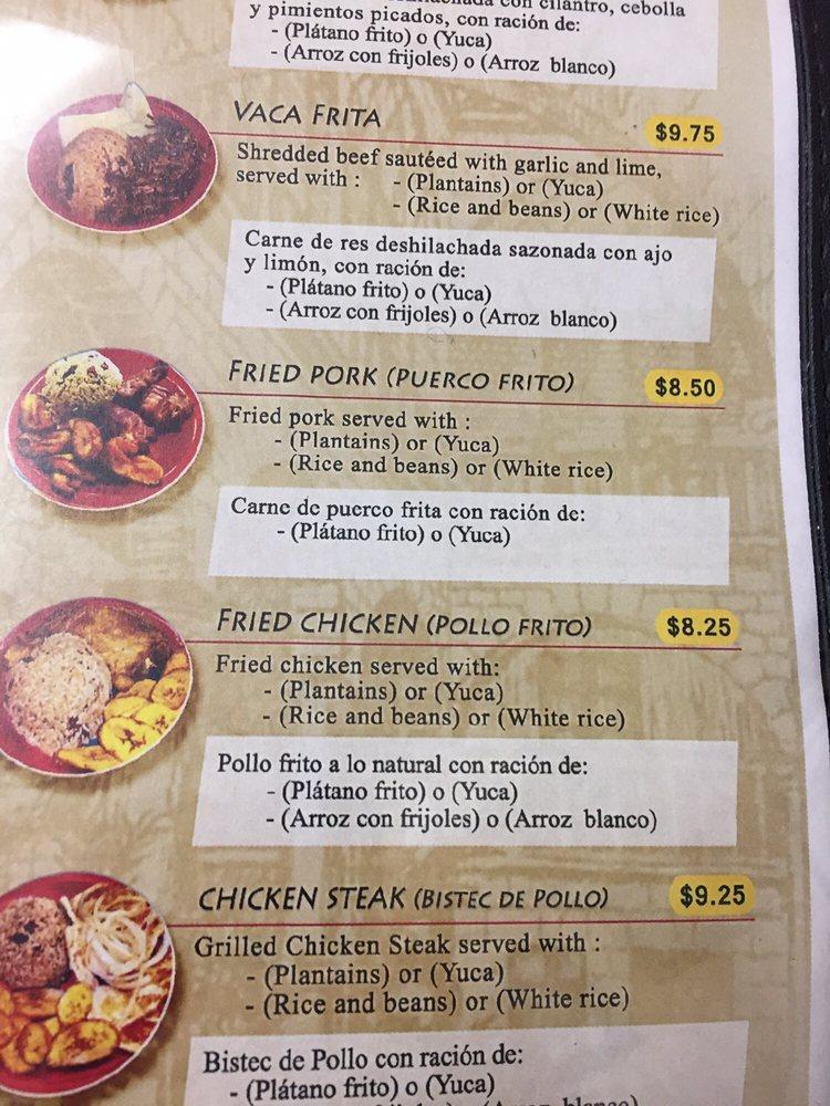 Carta de Cuban Island Restaurant, Roanoke, Williamson Rd
