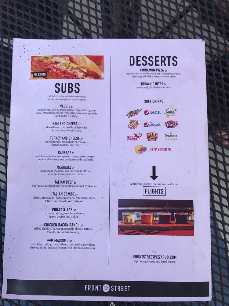Menu at Front Street Pizza Pub, Niles