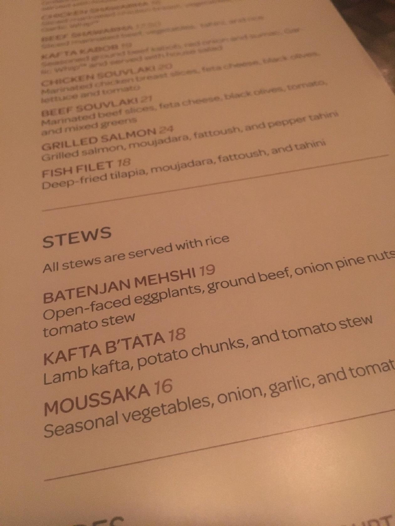 Menu at Layla's Lebanese Restaurant, Lake Ridge, Old Bridge Rd