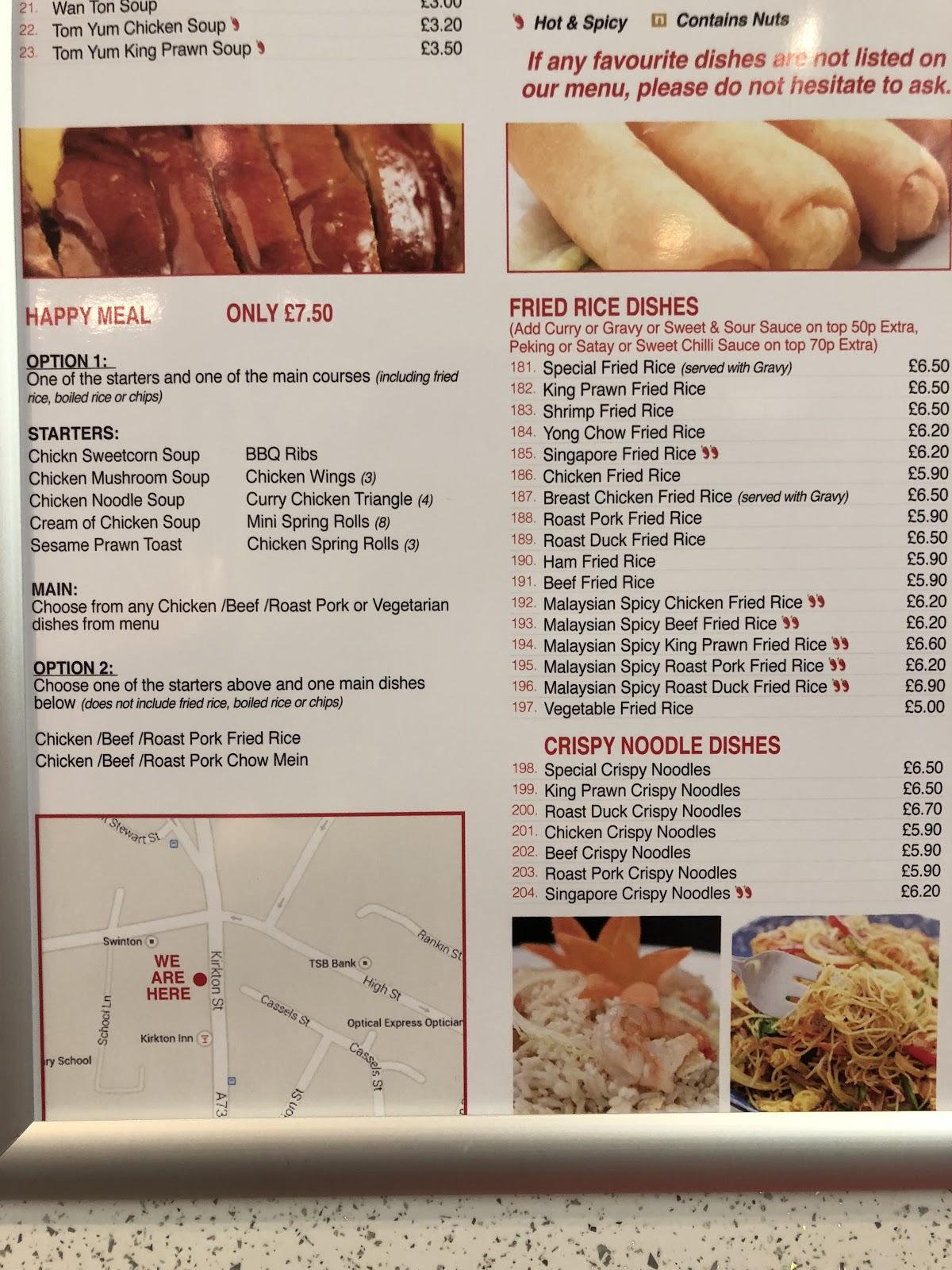 Menu at Mr Rice carluke fast food, Carluke