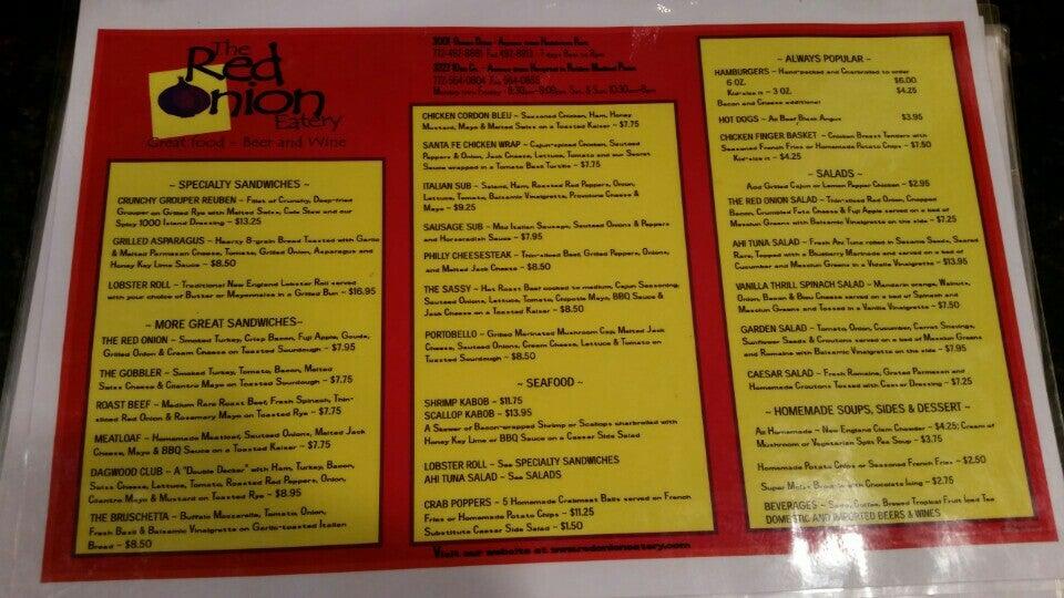 Menu at Red Onion Eatery pub & bar, Vero Beach, Ocean Dr #107