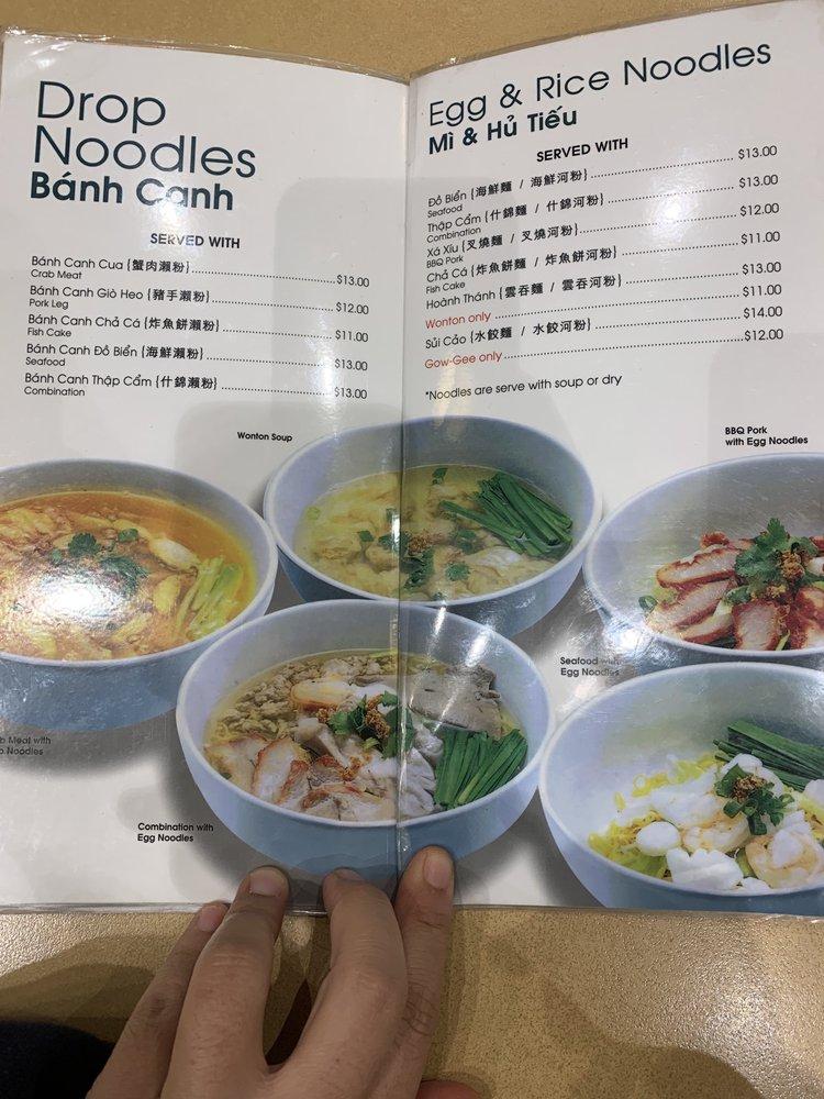 Menu at Tan Viet Noodle House restaurant, Cabramatta, 100 John St