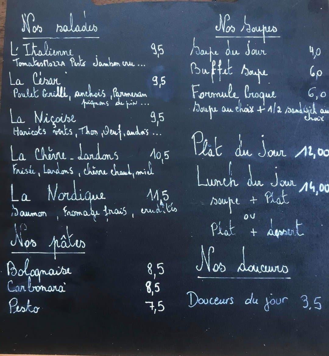 Menu au Croque en Bouche, Tubize