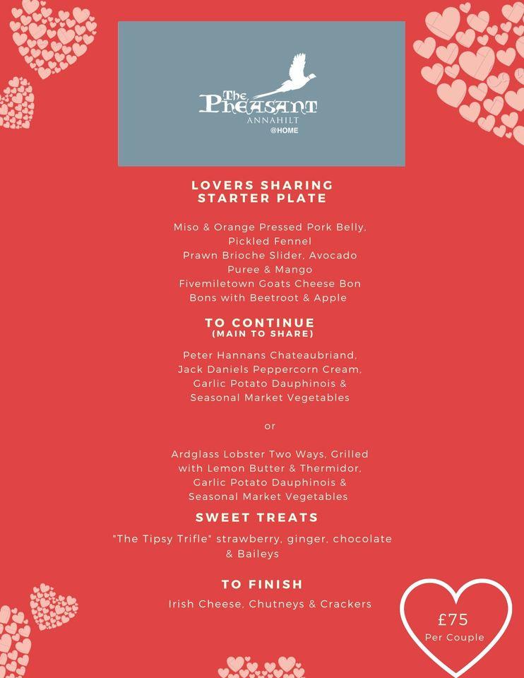 Menu at The Pheasant Restaurant, Annahilt, 410 Upper Ballynahinch Road