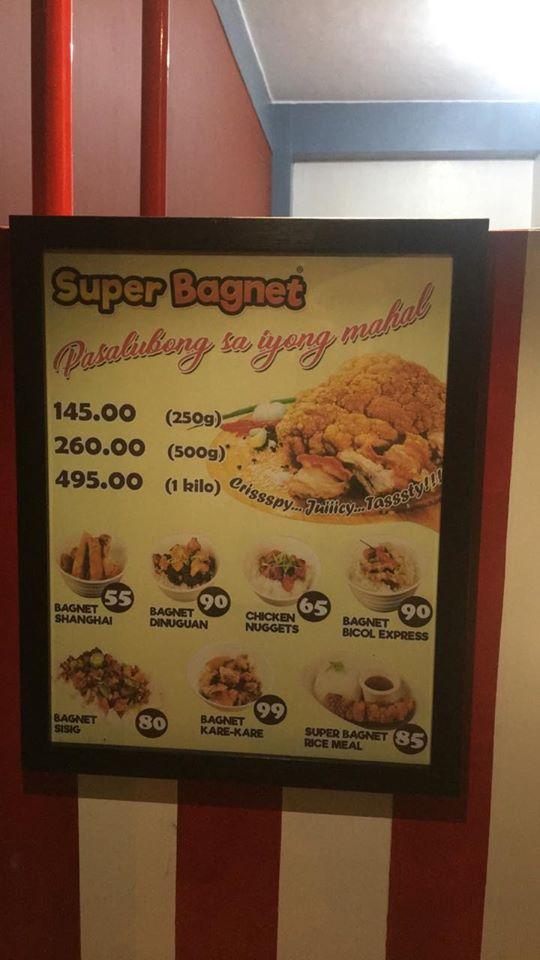 Menu at Super Bagnet - Robinsons Galleria South restaurant, San Pedro
