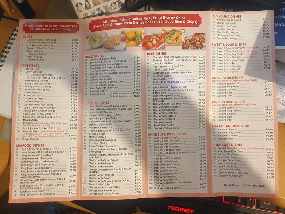 Menu at 88 Chinese Take Away Girvan fast food, Girvan