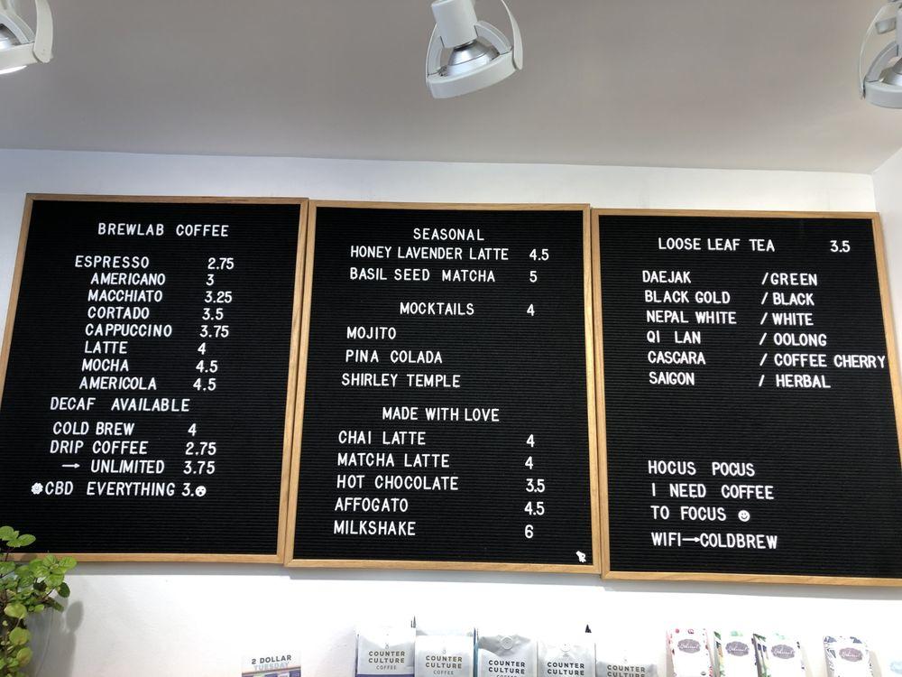 Menu at BrewLab Coffee cafe, Champaign