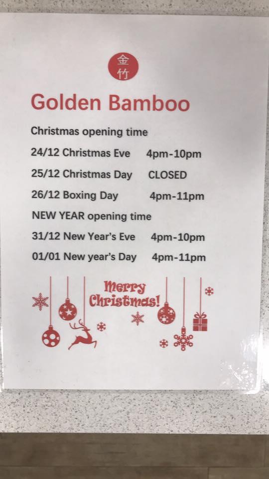 Menu at Golden Bamboo fast food, Richhill
