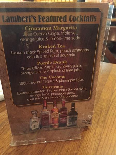 Menu at Lambert Seafood pub & bar, Glenn Dale