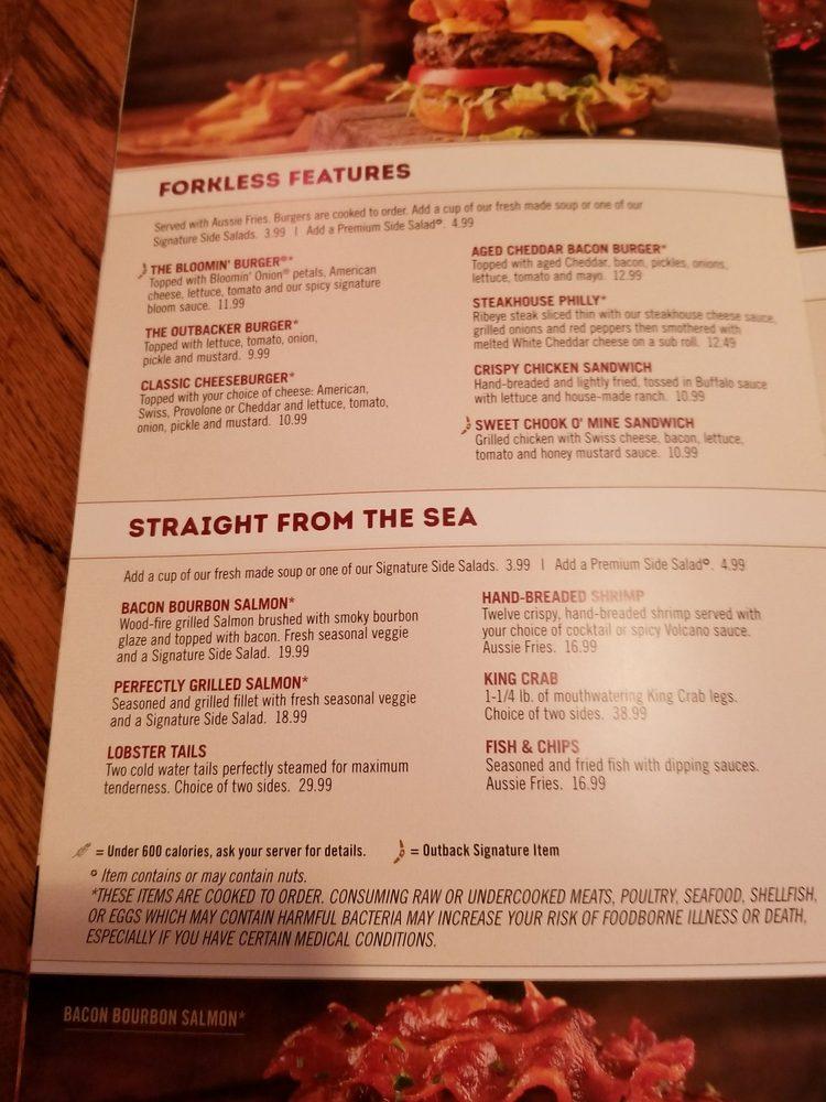 Menu at Outback Steakhouse, Nampa