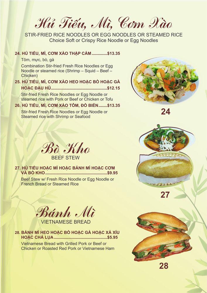 Menu at Pho Tan restaurant, Lakeland