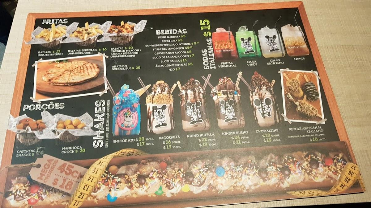 Menu em School Bus Burgers restaurante, Barueri