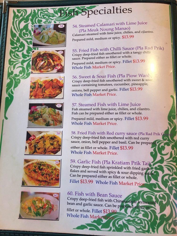 Menu at Siam Square restaurant, Honolulu