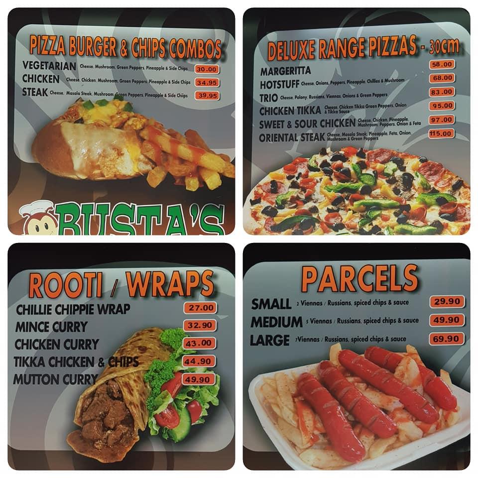 Menu at Busta's Food Hub restaurant, Paarl