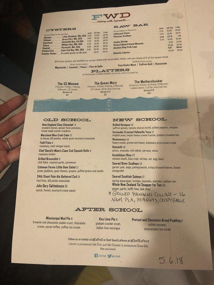 Menu at Fishing With Dynamite pub & bar, Manhattan Beach