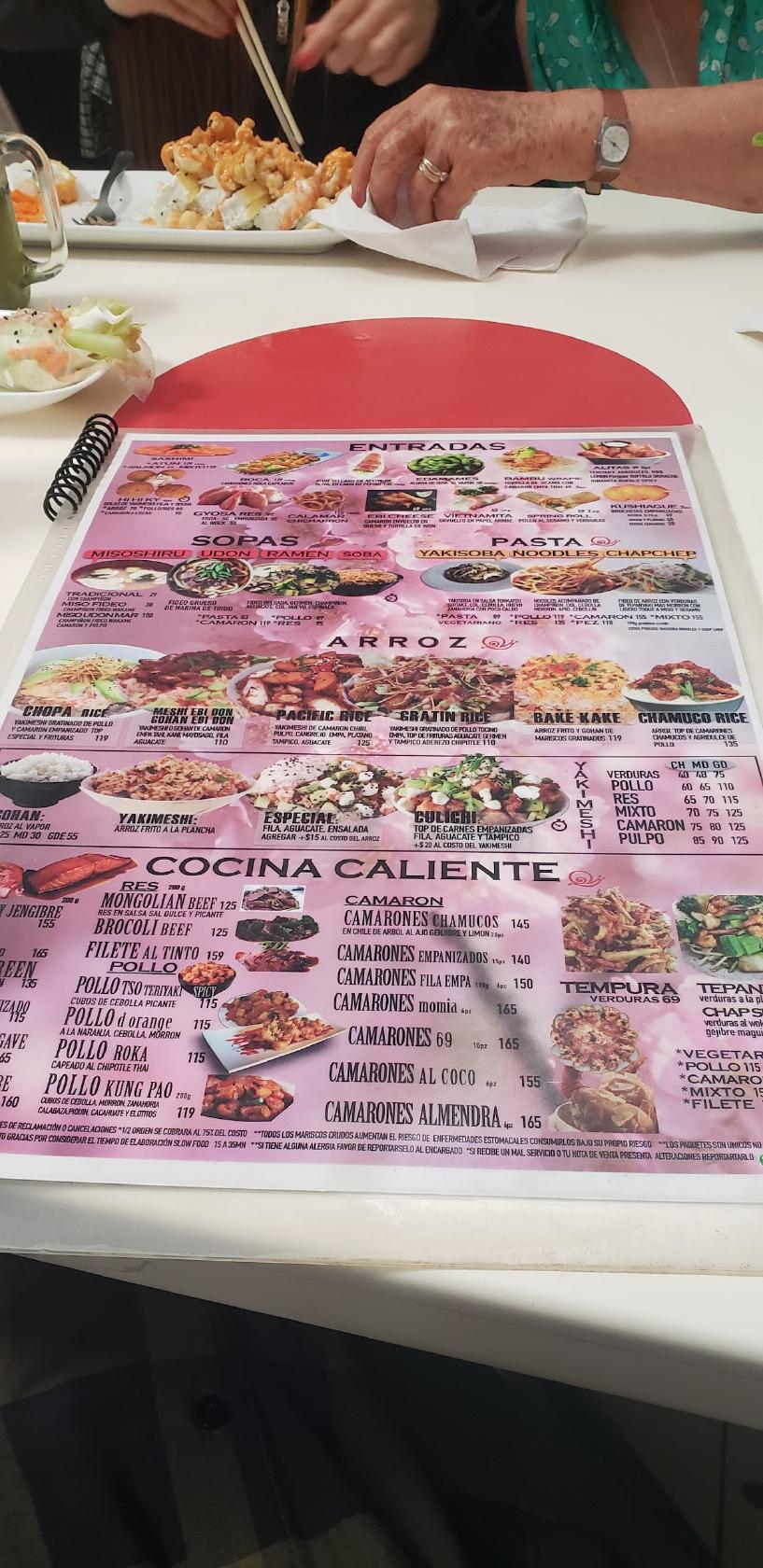 Menu at Yakitory Tepa restaurant, Tepatitlán de Morelos