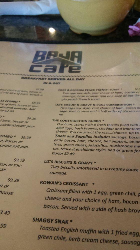 Menu at Baja Cafe on Campbell, Tucson