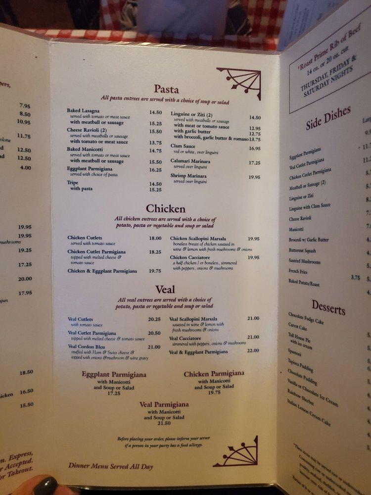 Menu at Greg's Restaurant, Watertown