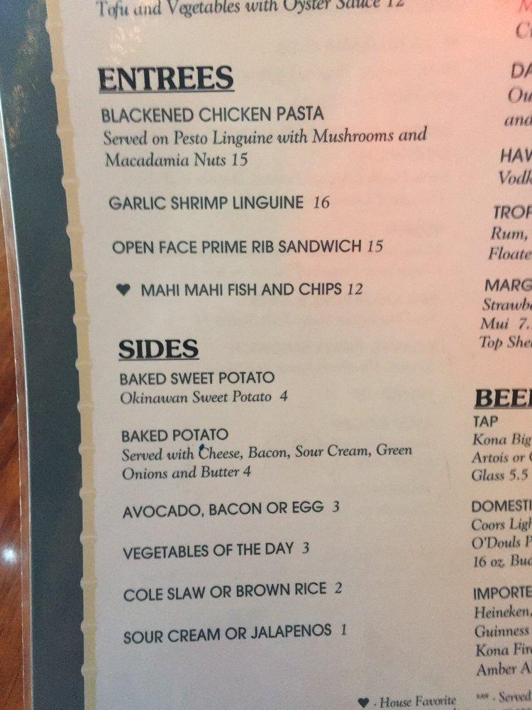 Menu at La Mariana Sailing Club, Honolulu, 50 Sand Island Access Rd