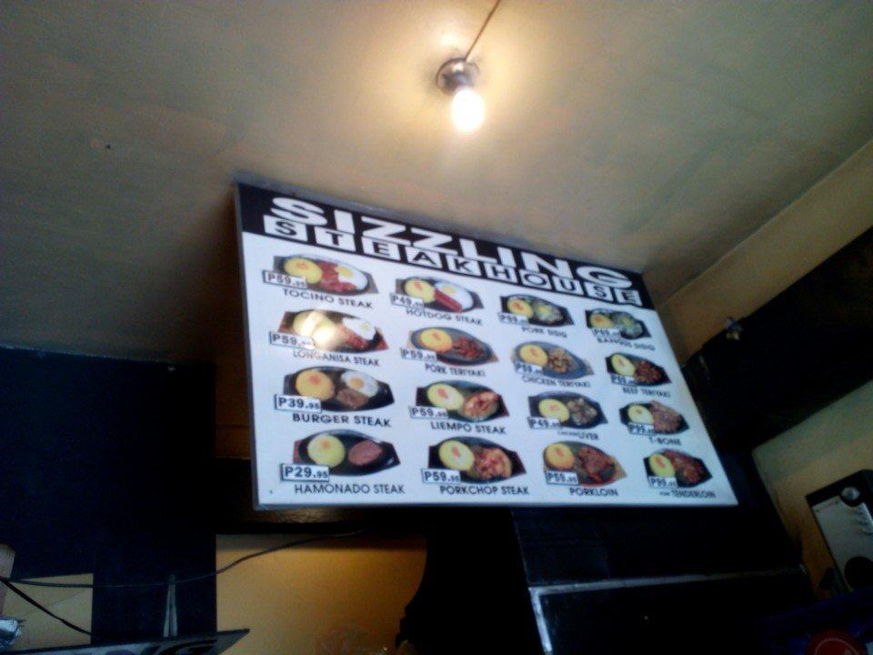 Menu at Sizzling Steak House steakhouse, Makati, Dela Rosa Street