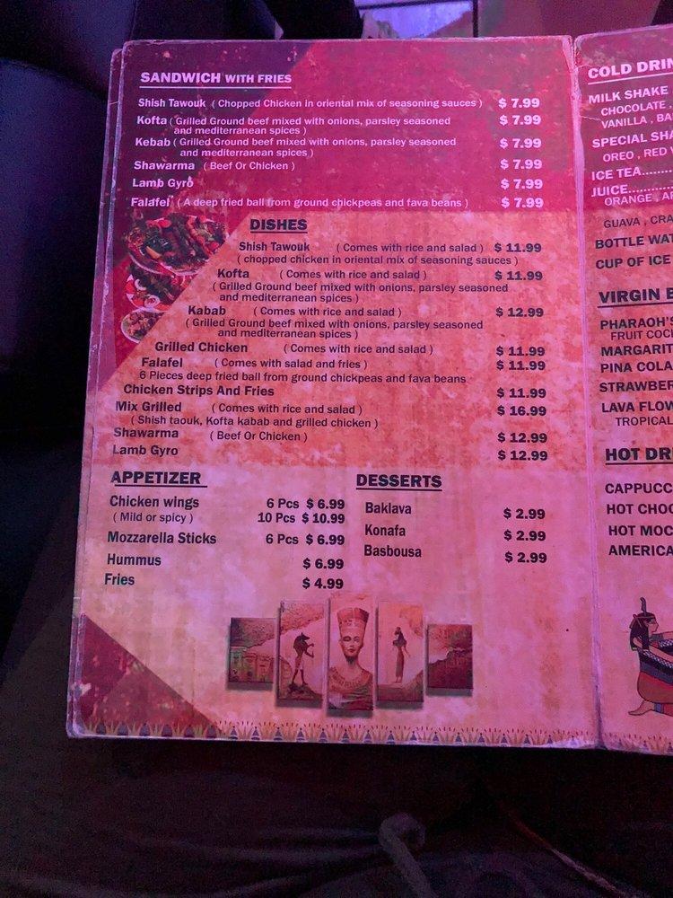 Menu at Pharaohs Hookah Lounge- Irving, TX pub & bar, Irving