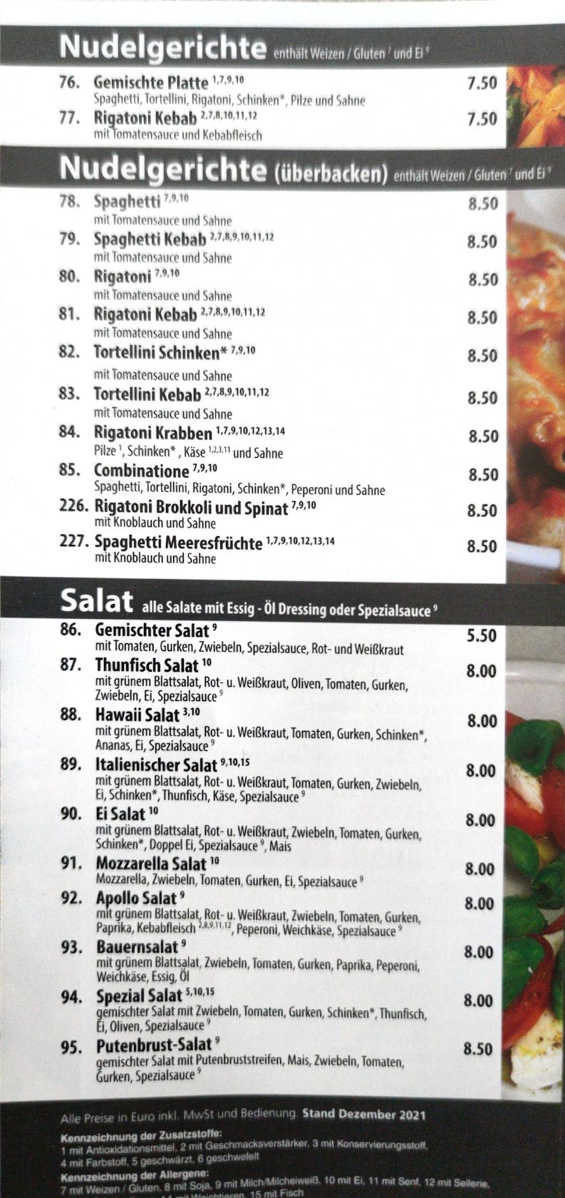 Speisekarte von Apollo Grill cafe, Wildflecken