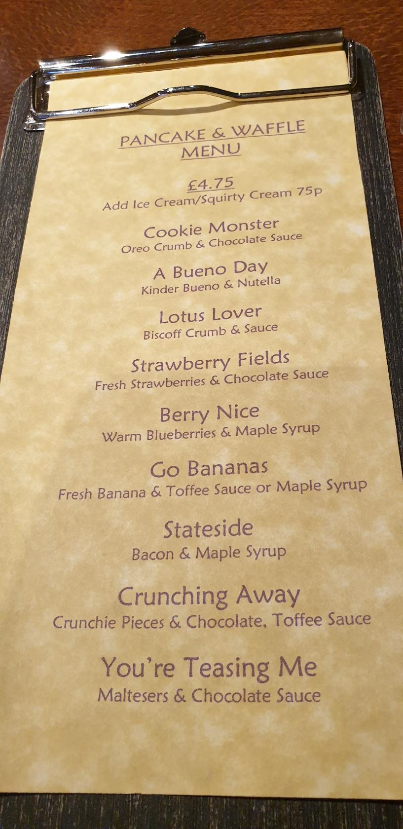 Menu at Aroma Cafe, Birkenhead