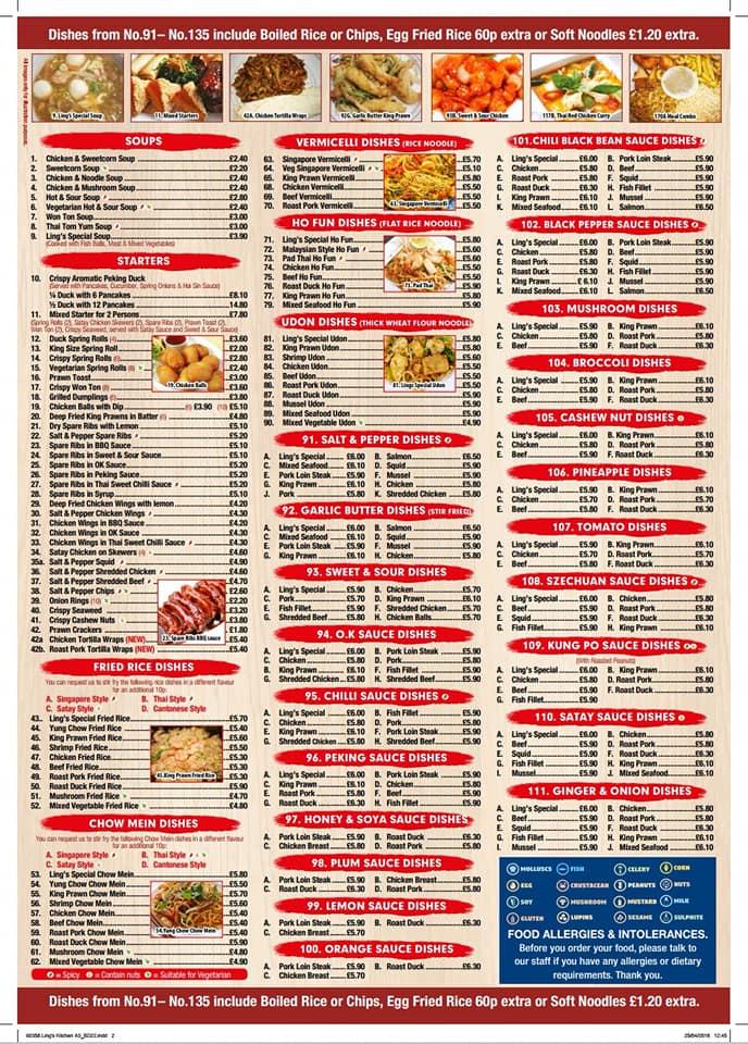 Menu at Ling's Kitchen fast food, Keighley