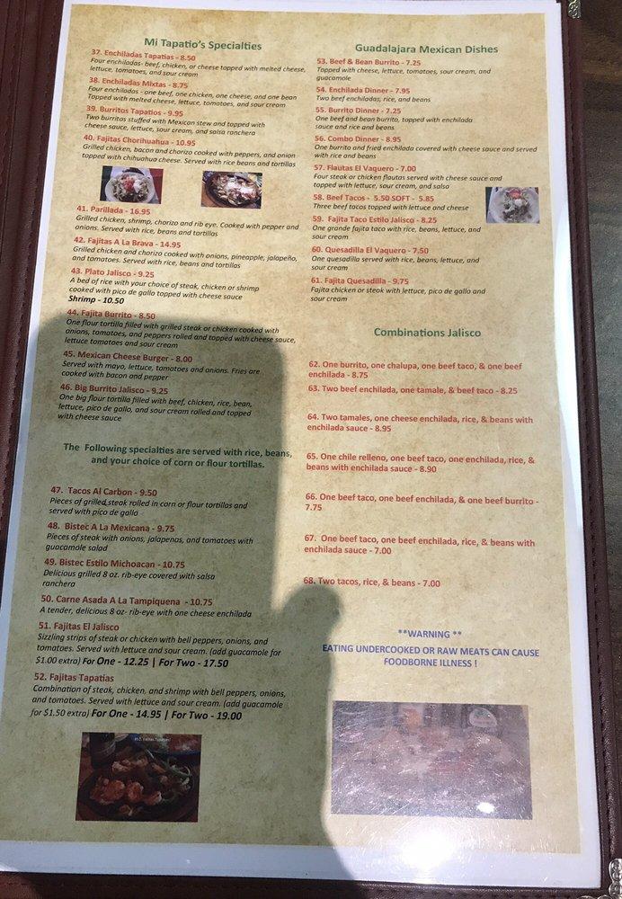Menu at Los Patrones restaurant, Bay Minette