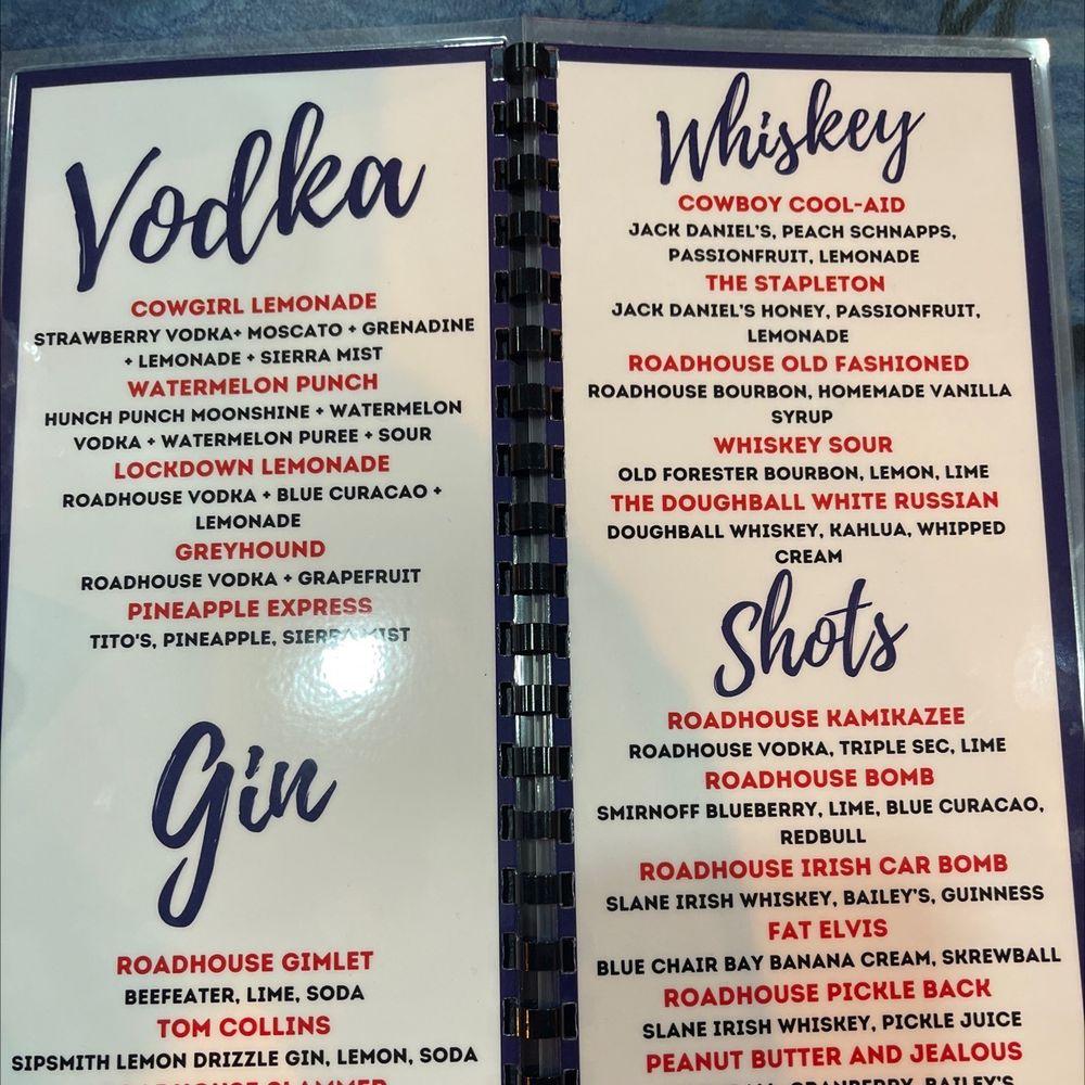 Menu at Roadhouse 38 pub & bar, Lombard