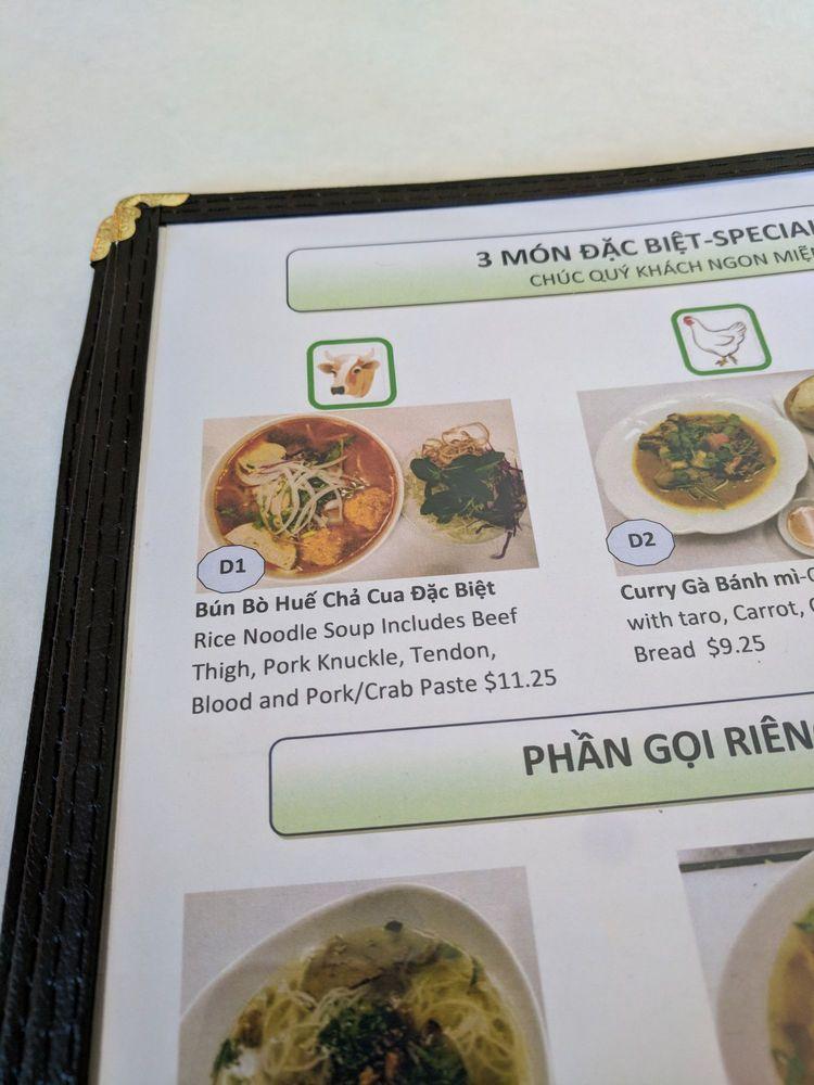 Menu at Vịt Đông Quê restaurant, San Jose