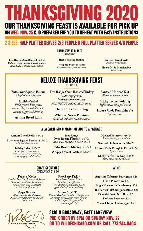 Menu at Wilde Bar & Restaurant, Chicago
