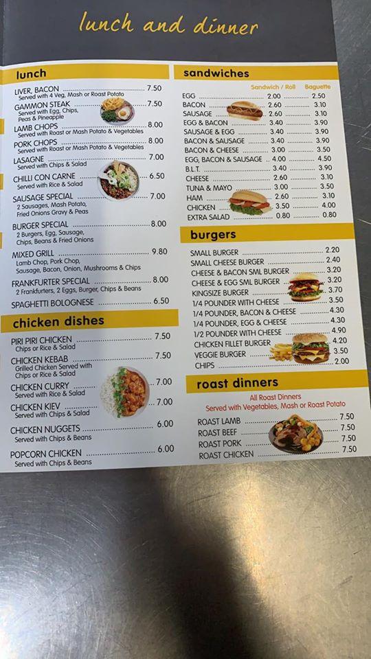 Menu at Centre Cafe, Brandon