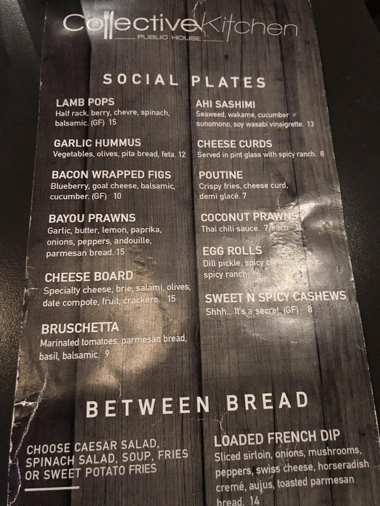 Menu at Collective Kitchen restaurant, Coeur d'Alene