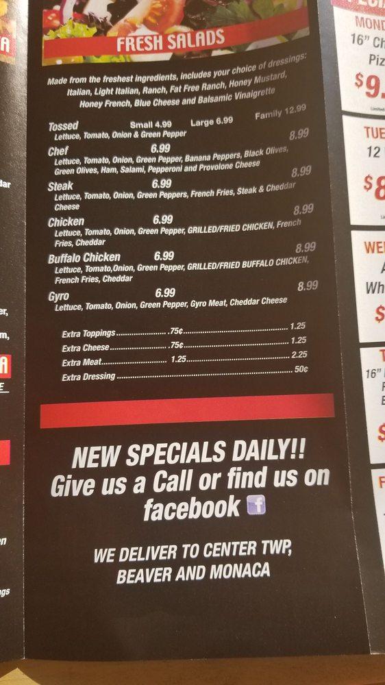 Menu at Gianni's Pizza - Center Twp. pizzeria, Monaca
